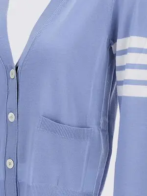 Thom Browne Cardigan With Signature Striping - Gnawed Blue