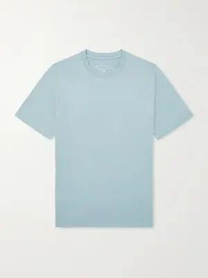 Fedeli Organic Cotton-jersey T-shirt - Blue