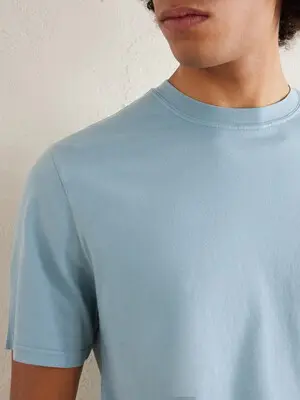 Fedeli Organic Cotton-jersey T-shirt - Blue