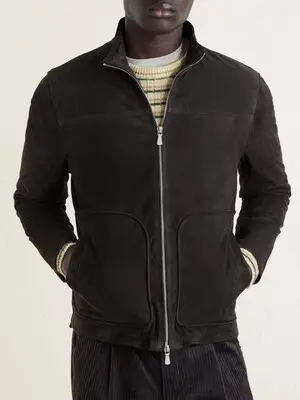 Eleventy Suede Zip-up Jacket - Brown