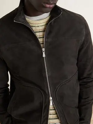 Eleventy Suede Zip-up Jacket - Brown