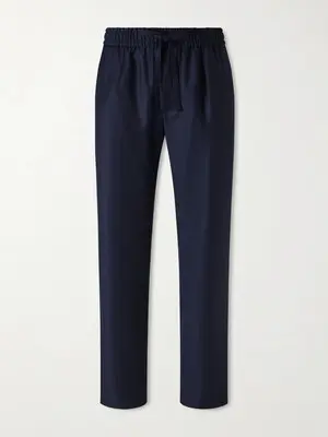 Dolce & Gabbana Straight-leg Virgin Wool Drawstring Trousers - Blue