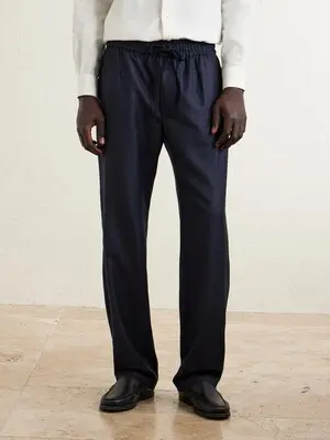 Dolce & Gabbana Straight-leg Virgin Wool Drawstring Trousers - Blue