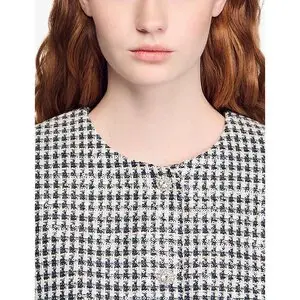 Sandro Houndstooth Cropped Woven Jacket