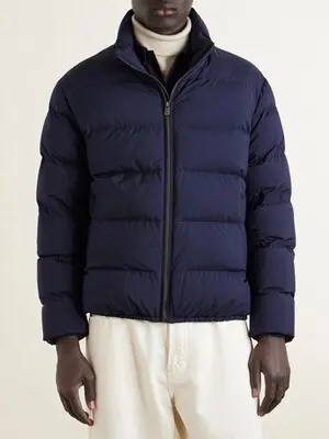 Ralph Lauren Purple Label Quilted Shell Down Bomber Jacket - Blue