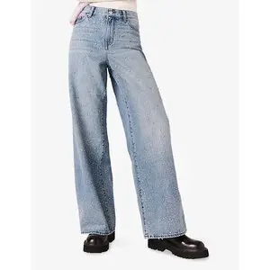 Maje Rhinestone-embellished Wide-leg Denim Jeans