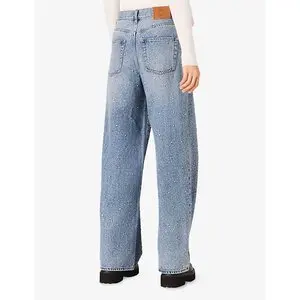 Maje Rhinestone-embellished Wide-leg Denim Jeans