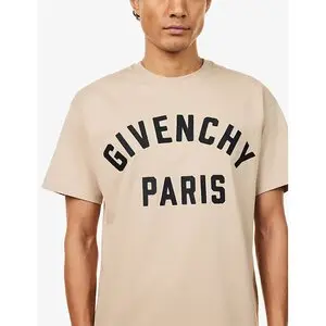Givenchy Paris Crewneck Cotton-jersey T-shirt - Beige / Black
