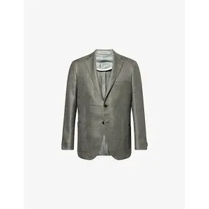 Corneliani Single-breasted Wool, Linen And Silk-blend Blazer