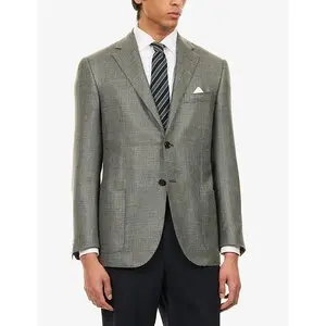 Corneliani Single-breasted Wool, Linen And Silk-blend Blazer