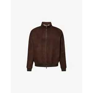 Corneliani Funnel-neck Zip-up Suede Jacket