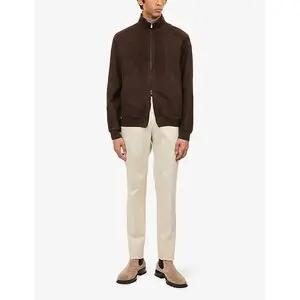 Corneliani Funnel-neck Zip-up Suede Jacket