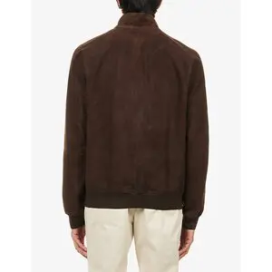 Corneliani Funnel-neck Zip-up Suede Jacket