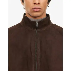 Corneliani Funnel-neck Zip-up Suede Jacket