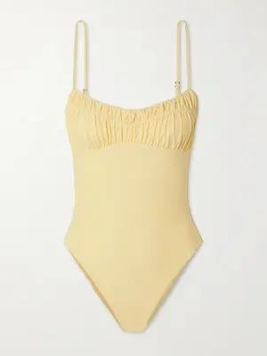 Faithfull The Brand Rocio Ruched Recycled Swimsuit - Yellow