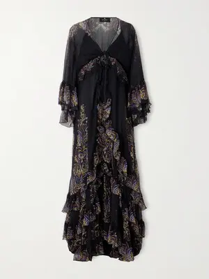 Etro Ruffled Paisley-print Silk-chiffon Gown
