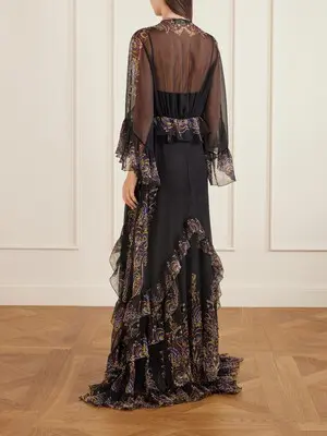 Etro Ruffled Paisley-print Silk-chiffon Gown