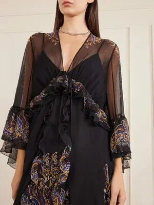 Etro Ruffled Paisley-print Silk-chiffon Gown