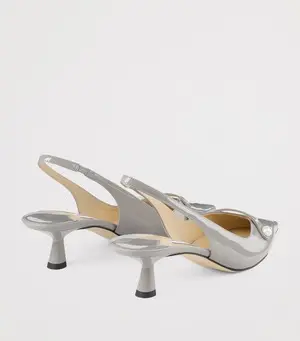 JIMMY CHOO Amita 45 Leather Slingback Pumps - Grey