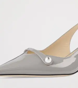 JIMMY CHOO Amita 45 Leather Slingback Pumps - Grey