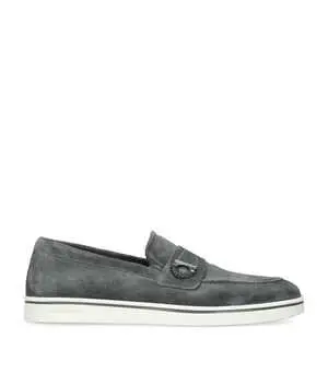 FERRAGAMO Suede Tancredi Loafers - Grey