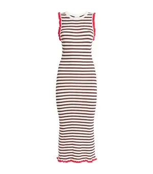 Claudie Pierlot Stripe Midi Knitted Dress - Red