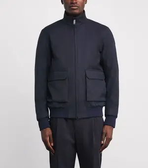 Herno Virgin Wool Bomber Jacket - Navy