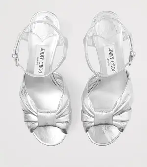 JIMMY CHOO Heloise 80 Leather Heeled Sandals - Silver