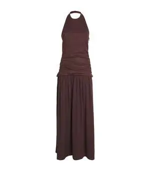 Sleeveless Halterneck Maxi Dress