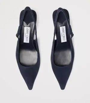 JIMMY CHOO Amel 50 Suede Slingback Pumps