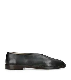 LEMAIRE Leather Piped Slippers - Black
