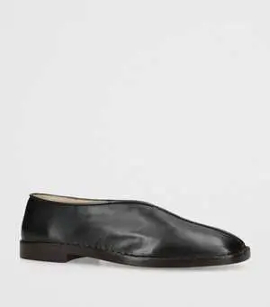 LEMAIRE Leather Piped Slippers - Black