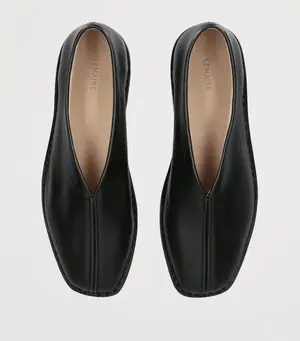 LEMAIRE Leather Piped Slippers - Black