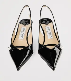 JIMMY CHOO Amita 45 Leather Slingback Pumps - Black