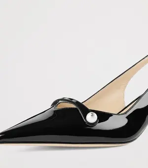 JIMMY CHOO Amita 45 Leather Slingback Pumps - Black