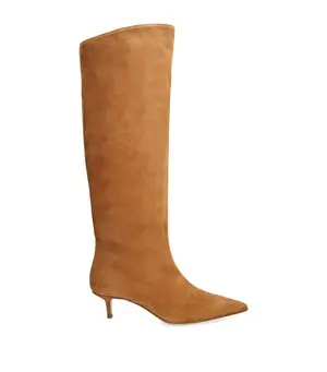 Beige kitten-heel boots