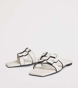 Simkhai Leather Monogram Slides - Ivory