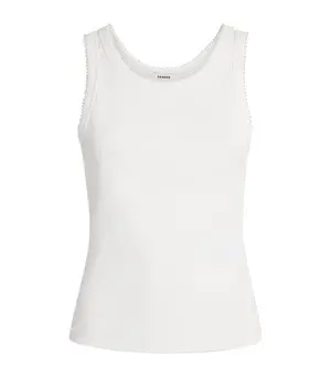 Sandro Stretch-cotton Beaded Tank Top - Beige