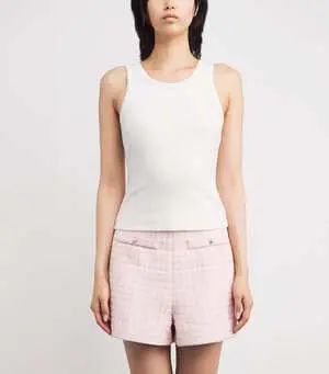 Sandro Stretch-cotton Beaded Tank Top - Beige