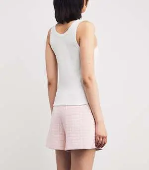 Sandro Stretch-cotton Beaded Tank Top - Beige