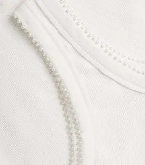 Sandro Stretch-cotton Beaded Tank Top - Beige