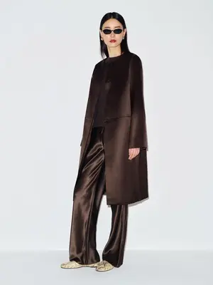 REFORMATION Stella Satin Coat - Brown