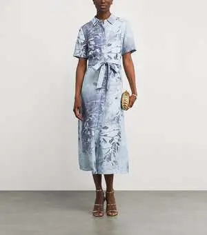 Simkhai Linen-blend Printed Audria Midi Dress