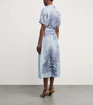 Simkhai Linen-blend Printed Audria Midi Dress