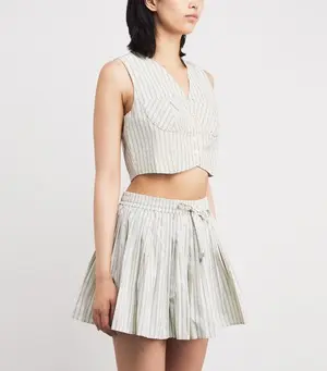 Sandro Embellished Stripe Crop Top - Beige