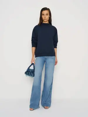 REFORMATION Jade Mock Neck Sweatshirt - Blue