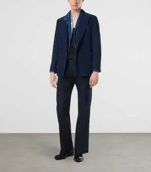 TOM FORD Cotton Tailored Trousers - Navy