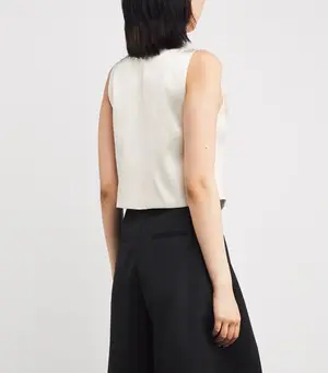 Sandro Satin Bow Crop Top - Beige