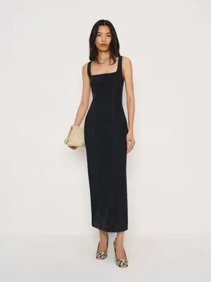 REFORMATION Gladys Super Stretch Denim Midi Dress - Blue