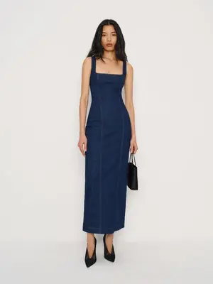 REFORMATION Gladys Super Stretch Denim Midi Dress - Blue